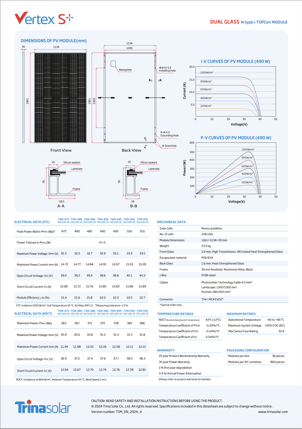 Trina Vertex S+ 500 Datasheet | Resources | Pure Electric